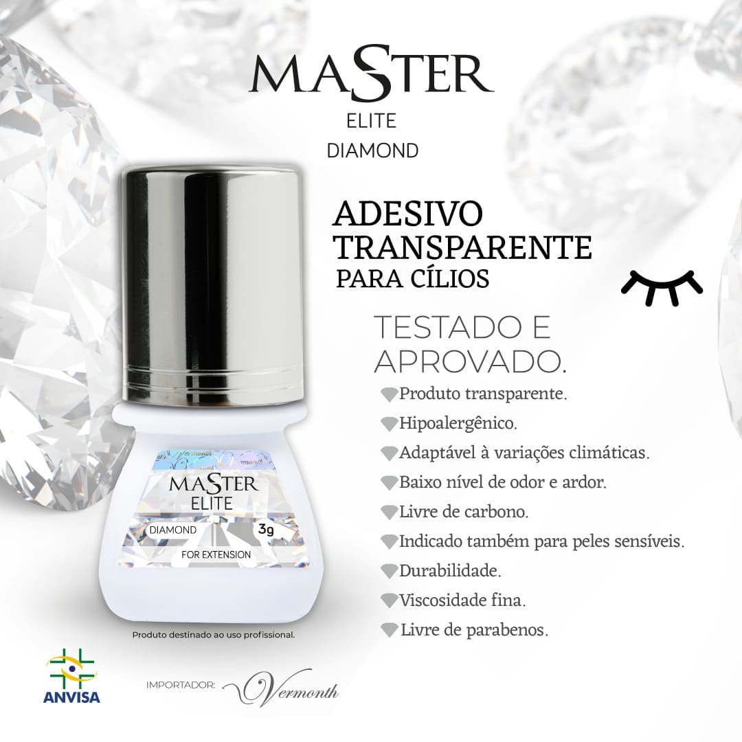 Cola de Cílios Master Elite Diamond Original com ANVISA 3ml - Confraria da Beleza